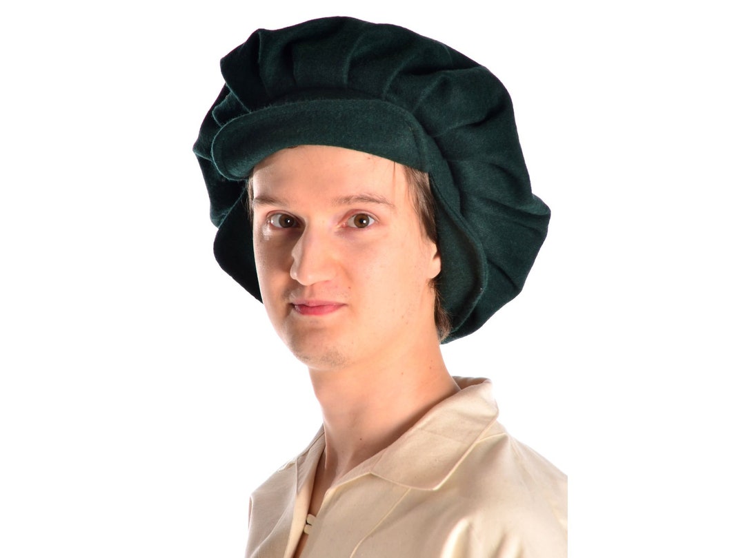 Medieval Beret Hat Wool Felt Sintram Blue, Green, Black, Red | HEMAD ...