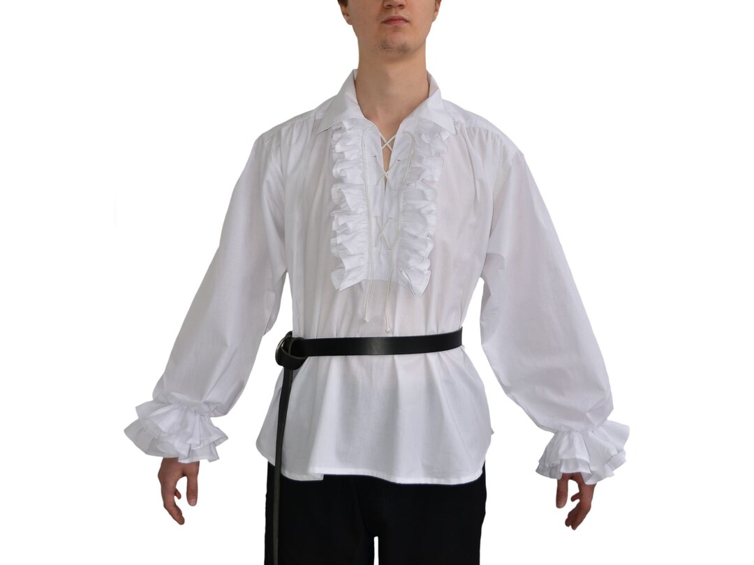 Medieval Ruffled Shirt Isenhart Made of Cotton White Black - Etsy UK