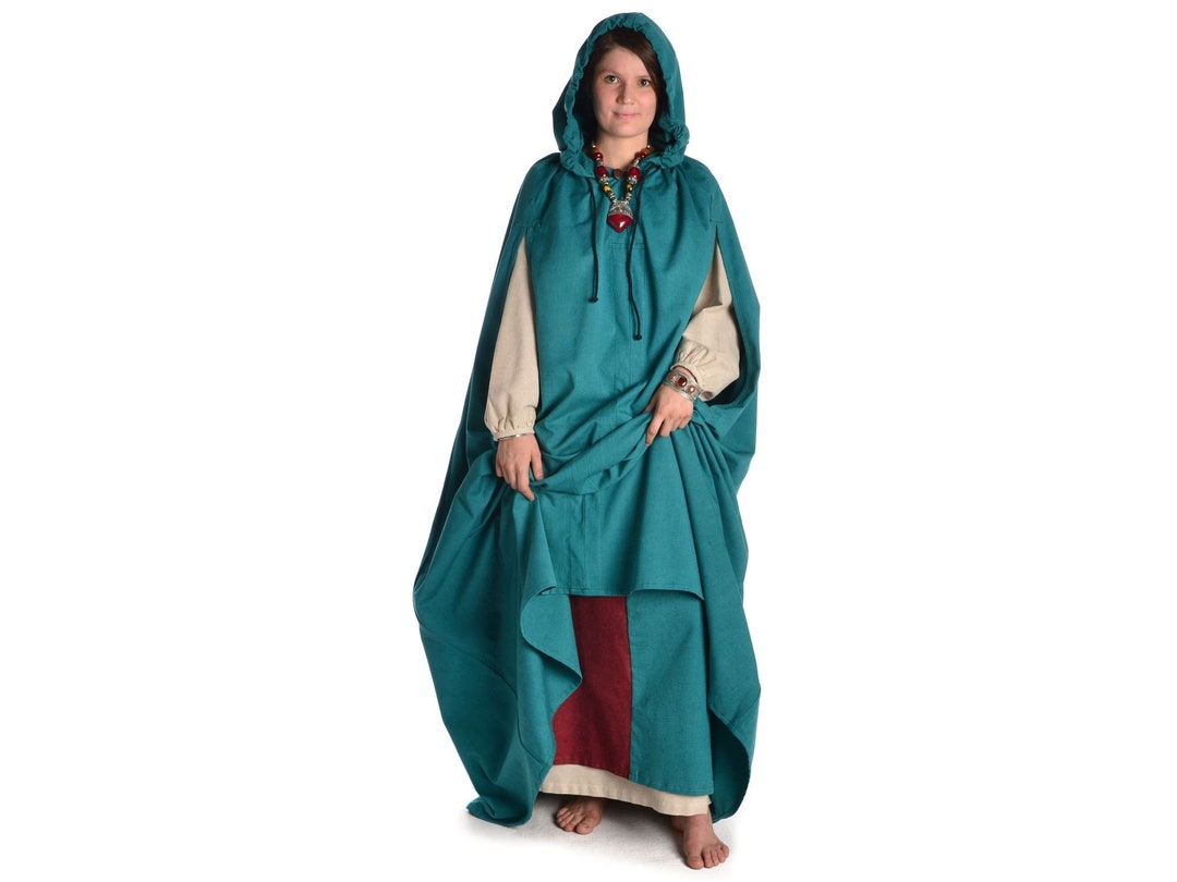 Medieval Cloak Cosplay Reenactment Hood Cotton Beige, Black, Red, Brown ...