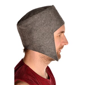 Medieval Cap Headgear Earflaps Wool Felt Kahedins Brown, Black, Grey ...