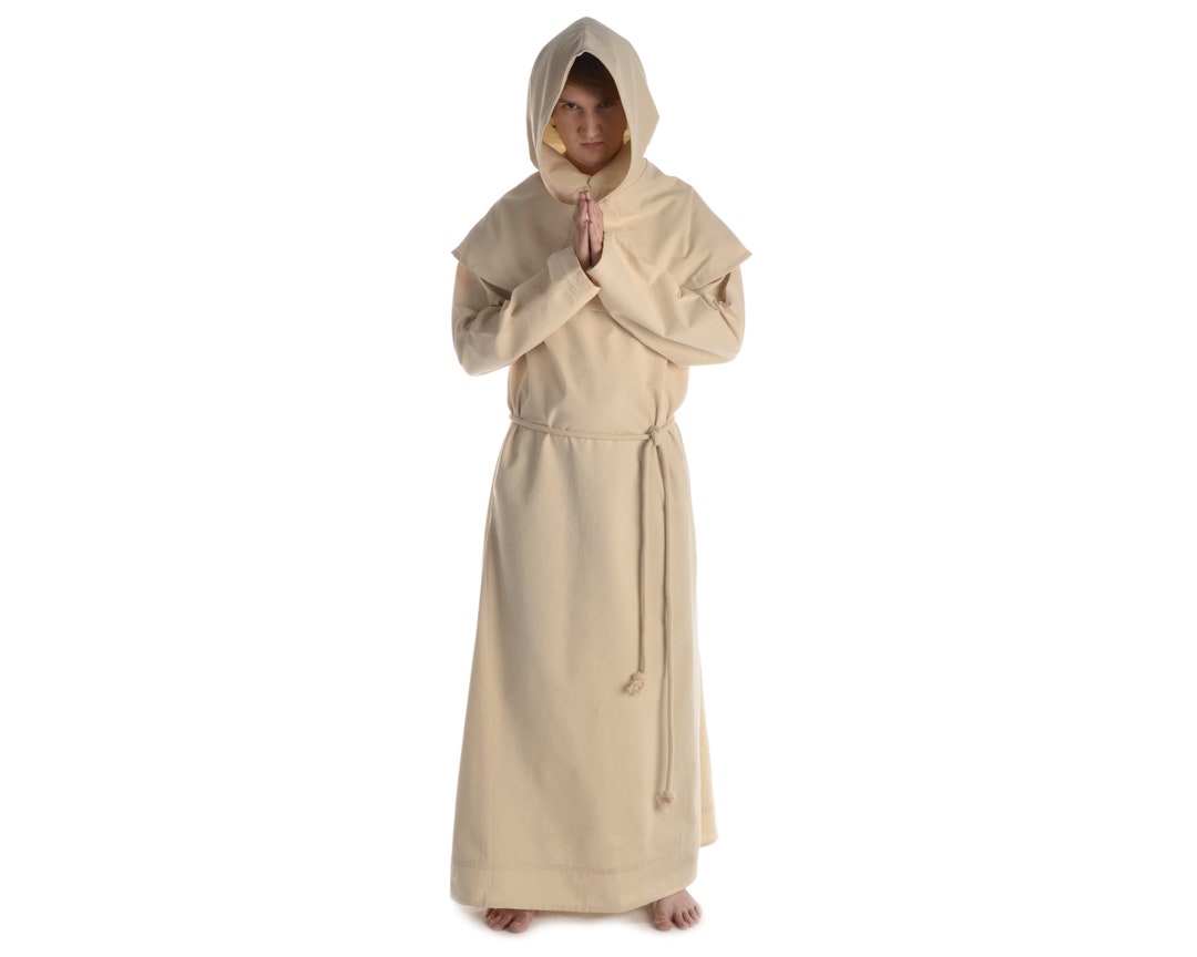 Medieval Monk Robe Halzebier Cowl set: Tunic, Hood, Knit Made of Cotton ...