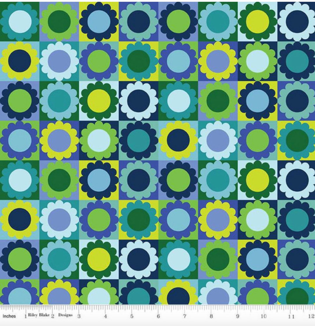 Riley Blake Copacetic Fabric: Blossom Grid Print - Etsy