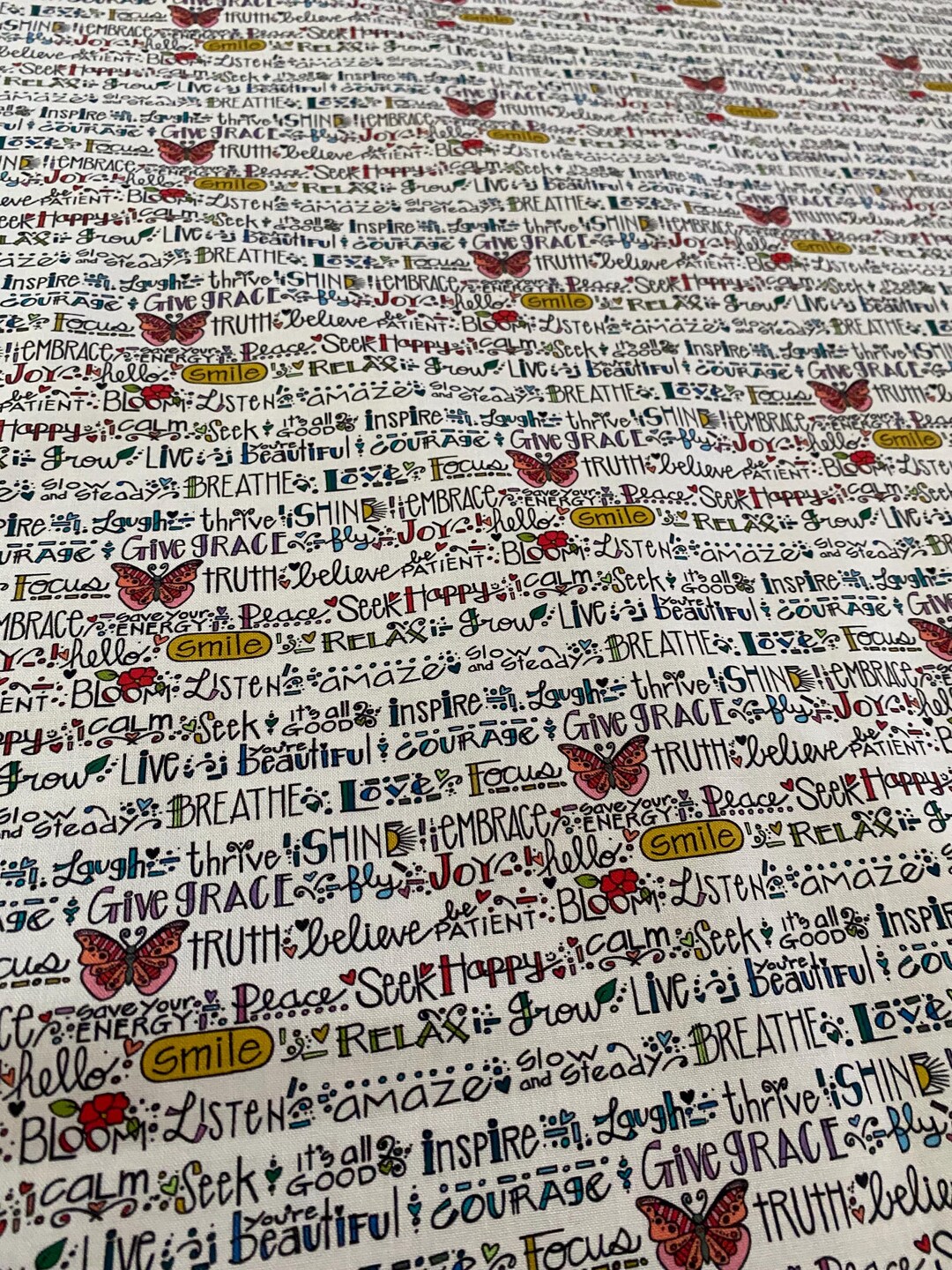 Affirmations Fabric – Butterflies, Flowers, Positive Words (windham ...