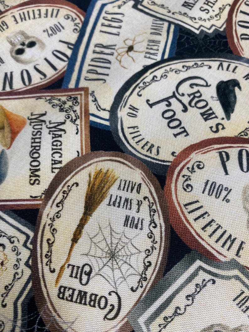 Hocus Pocus Potion Labels Fabric: Halloween Design by Deane Beesley - Etsy