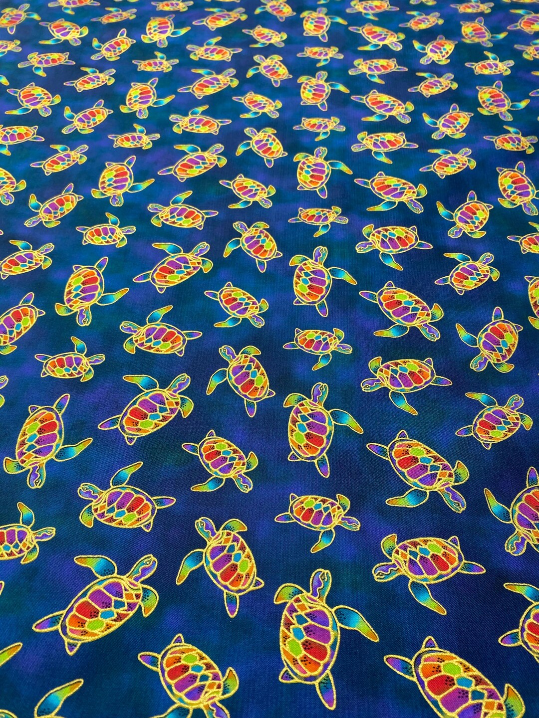 Digital Turtles, Dark Sky Gold Metallic, Clothworks - Etsy