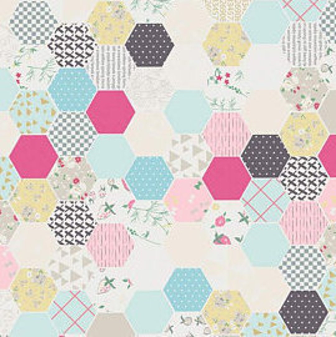 Charming Riley Blake Fabric With a Hexagon Pattern, 100% Premium Cotton ...