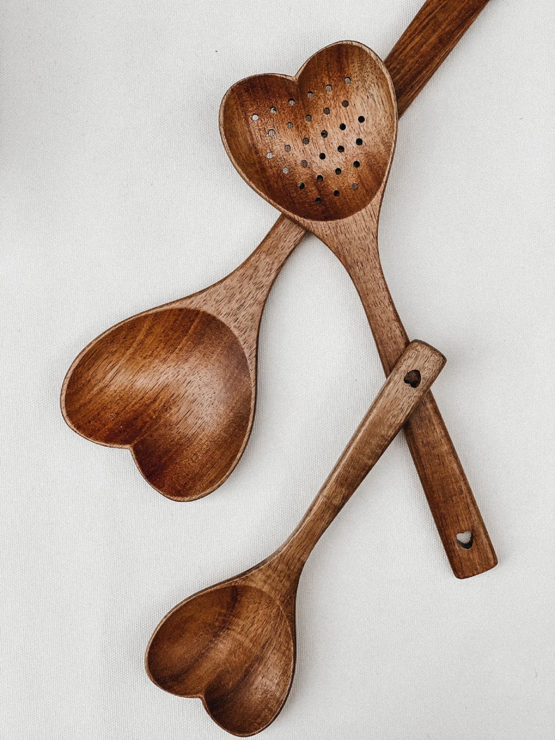 Christmas Gift 3 Pcs Heart Shaped Wooden Spoons for Cooking - Etsy Canada