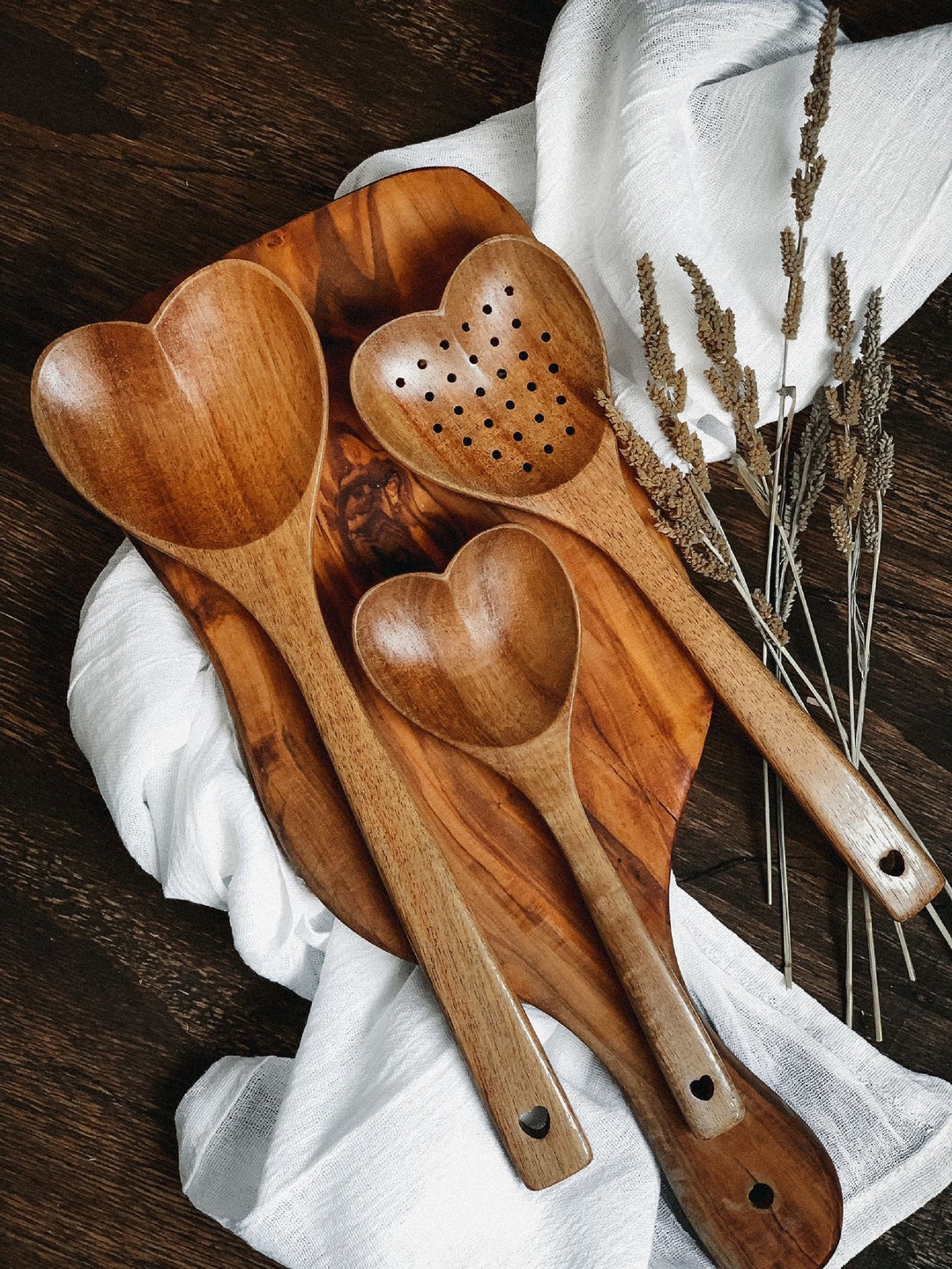 Christmas Gift 3 Pcs Heart Shaped Wooden Spoons for Cooking - Etsy Canada