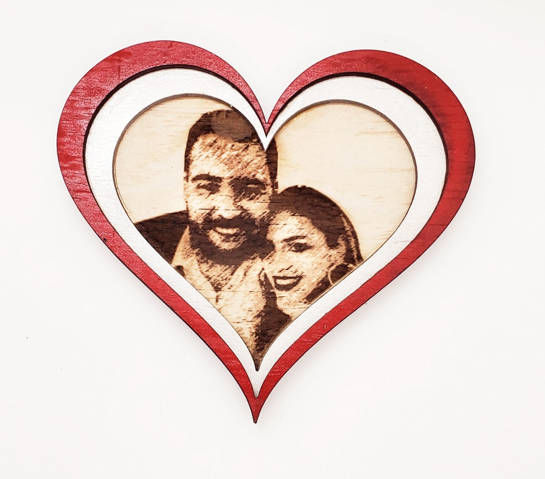 Valentine's Day Picture Frame With Engraved Picture on Wood - Etsy