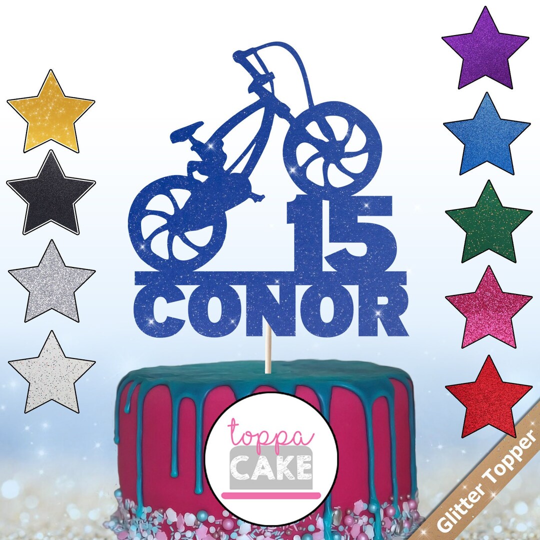 BMX Bike Birthday Cake Topper Personalised Any Name Age - Etsy