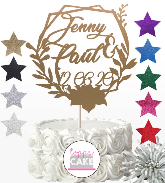 Wedding Plant Cake Topper Personalised Any Name Any Date Cake | Etsy