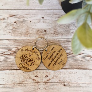 Personalised in Loving Memory Pet Loss Paw Print Keyring Dog Puppy ...