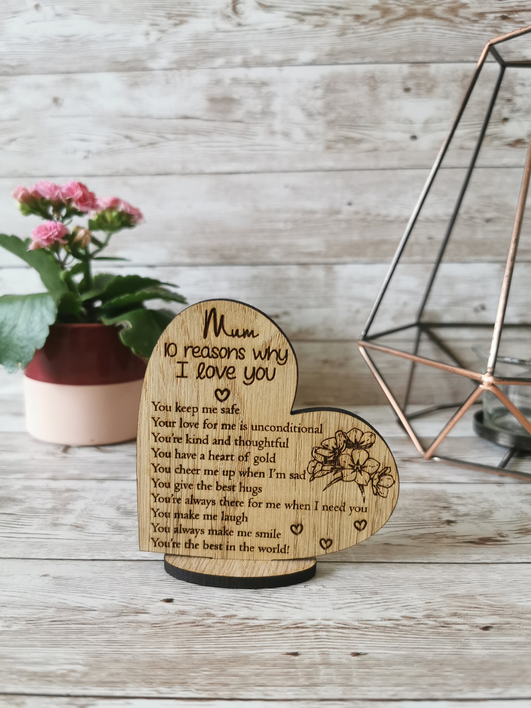 Personalised Wood Heart Stand up Plaque 10 Reasons I Love You - Etsy UK