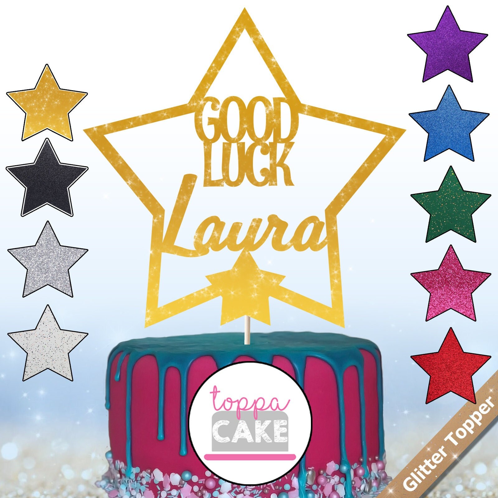 Custom Name Good Luck Cake Topper Personalized Name Good Luck - Etsy UK