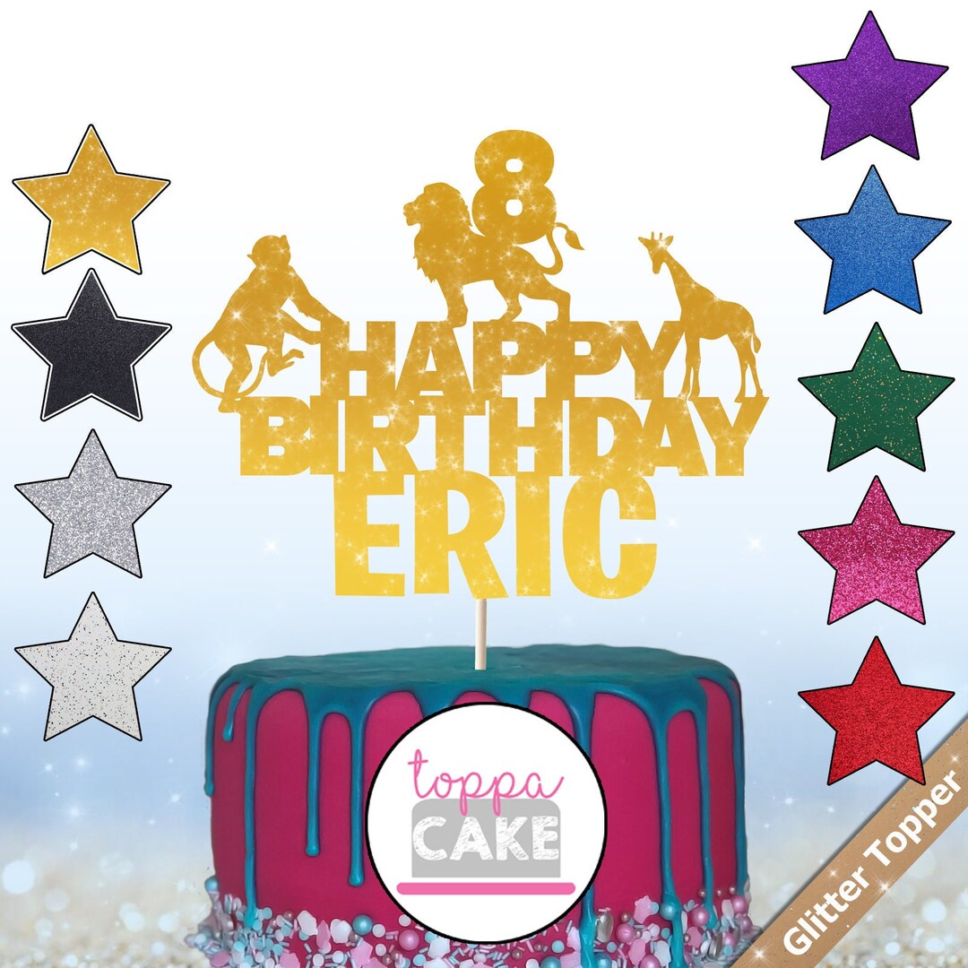 Jungle Animals Cake Topper Design Wild Animal Creatures Any - Etsy