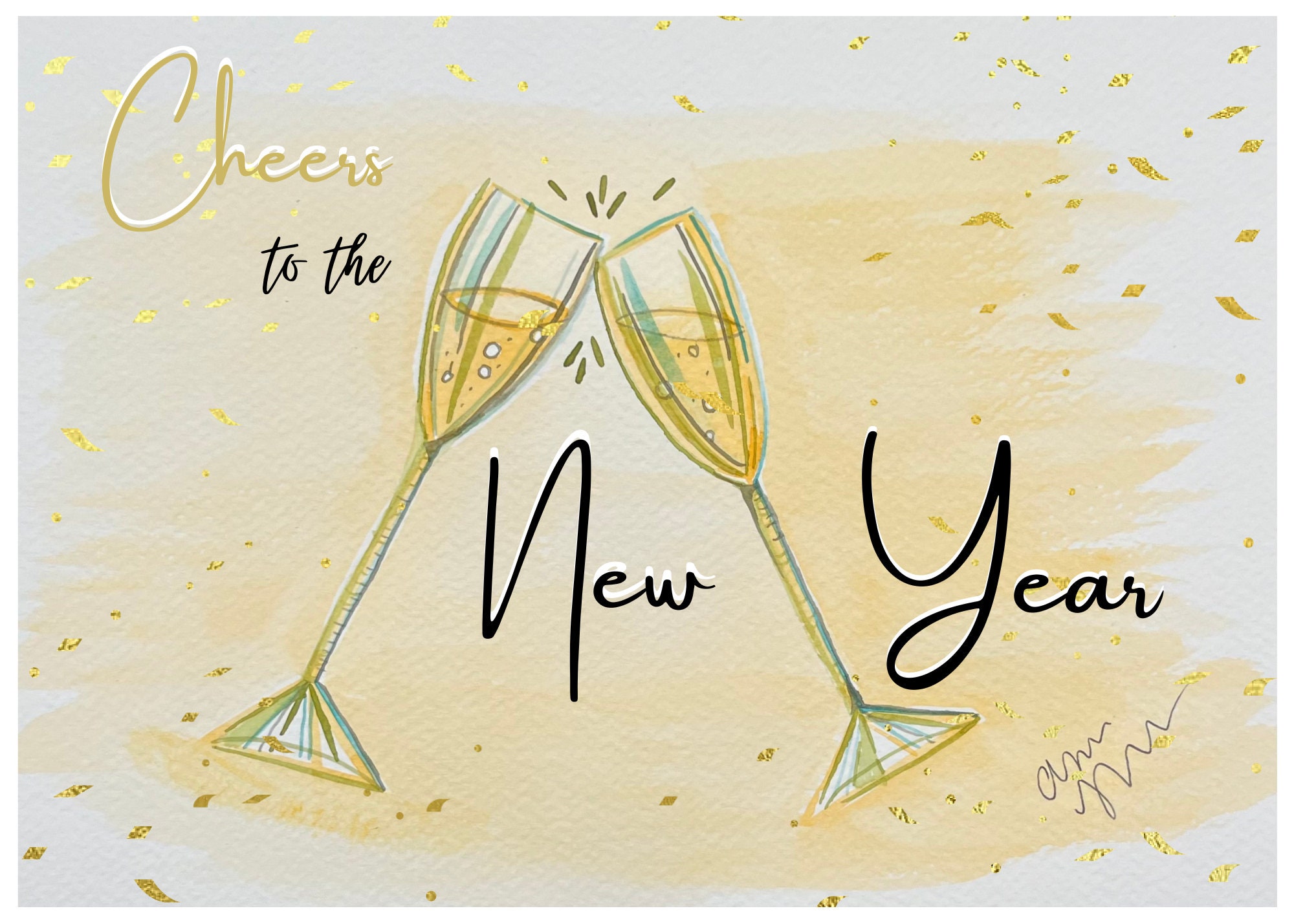 New Years Cards 12 - Etsy