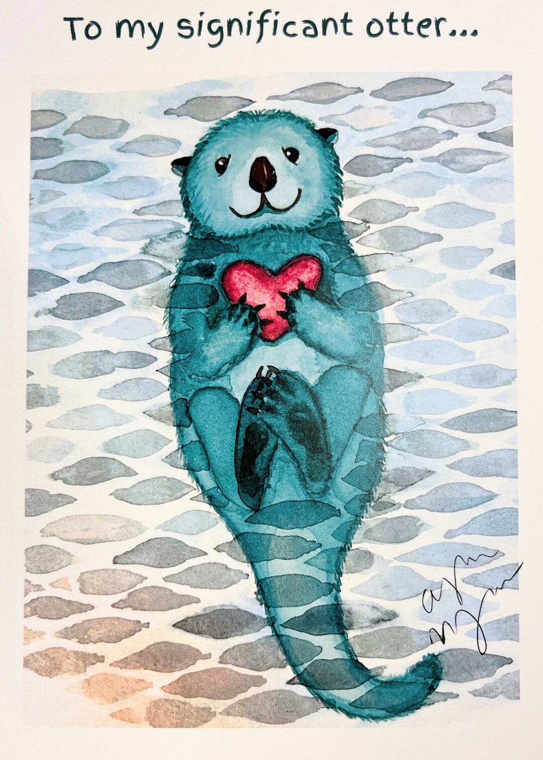 Significant Other Otter Watercolor Greeting Card - Etsy