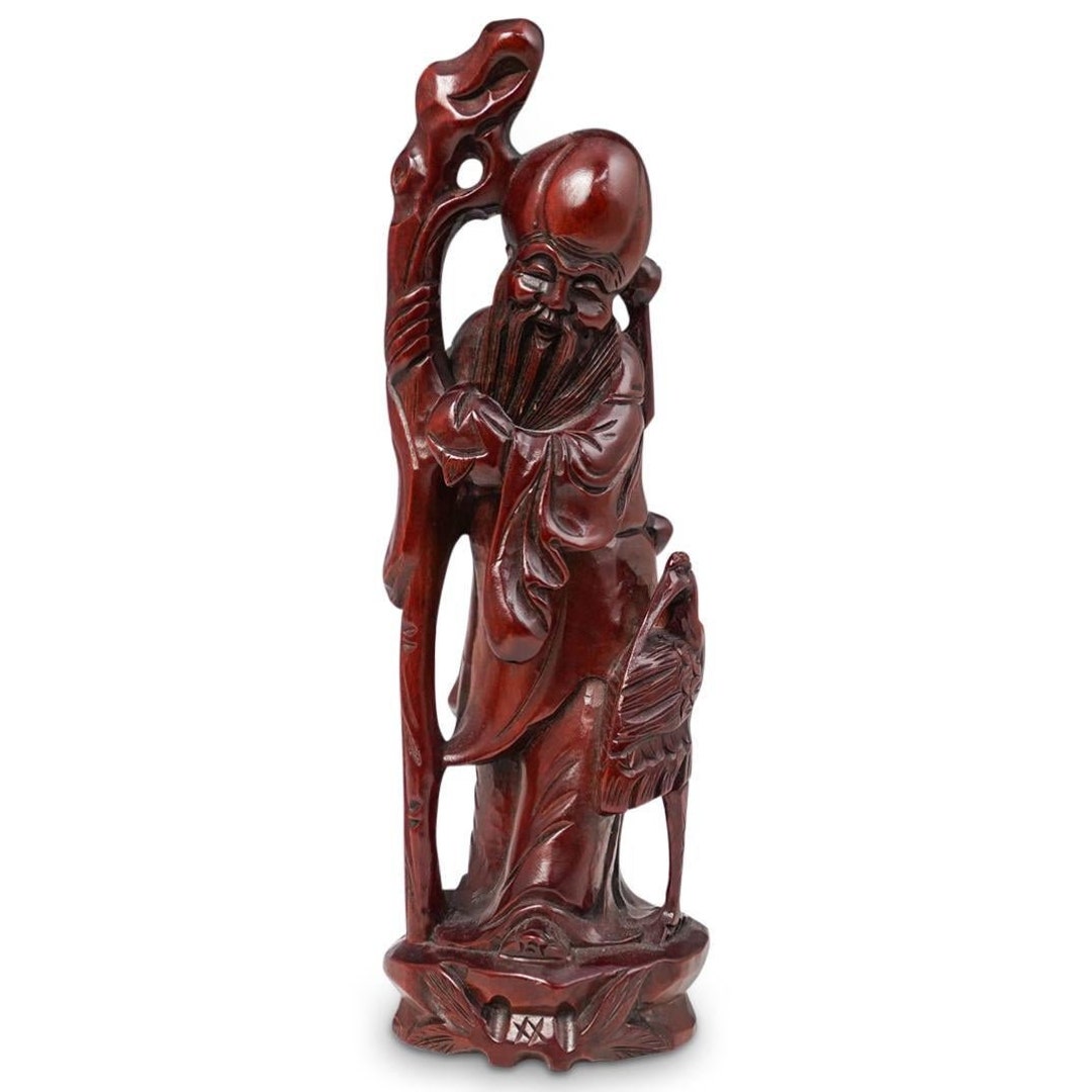 Wood Carving-large Chinese Lohan Carved Wood Figure - Etsy