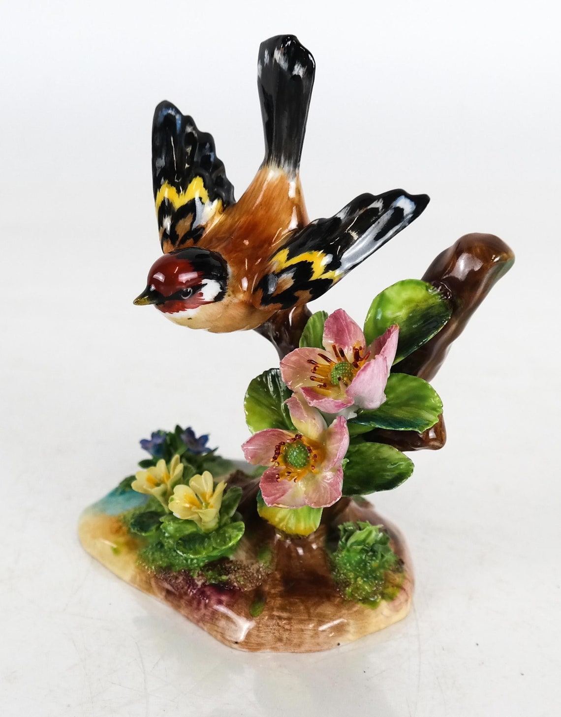 Figurine-porcelain Bird on a Branch With Flowers - Etsy