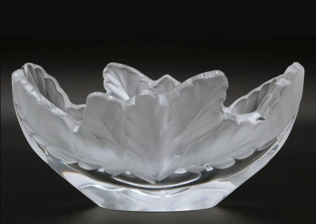 Lalique Crystal Bowl, Decorative Centrepiece Bowl, Chêne Crystal Bowl ...