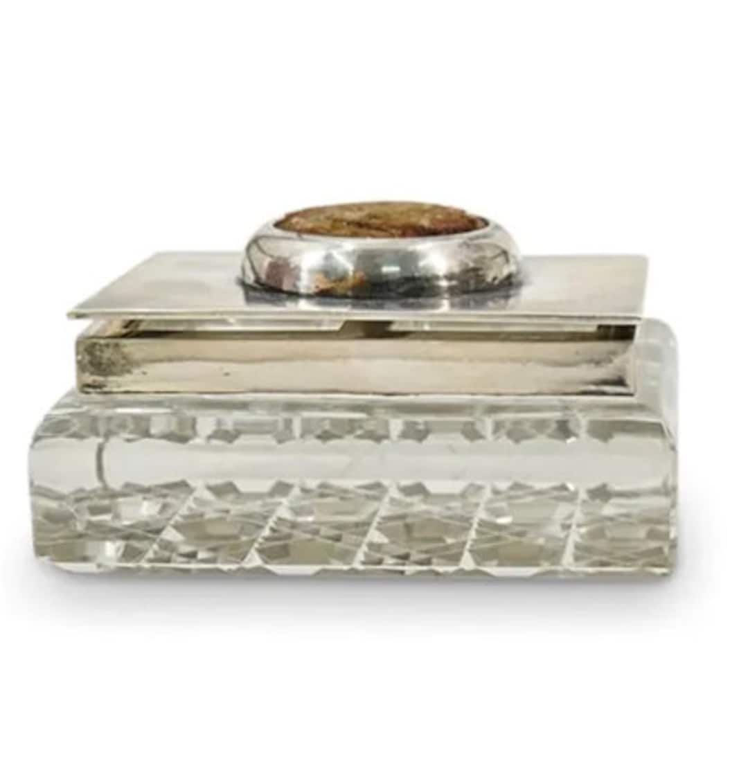 English (london) Sterling Silver & Glass Stamp Box - Etsy