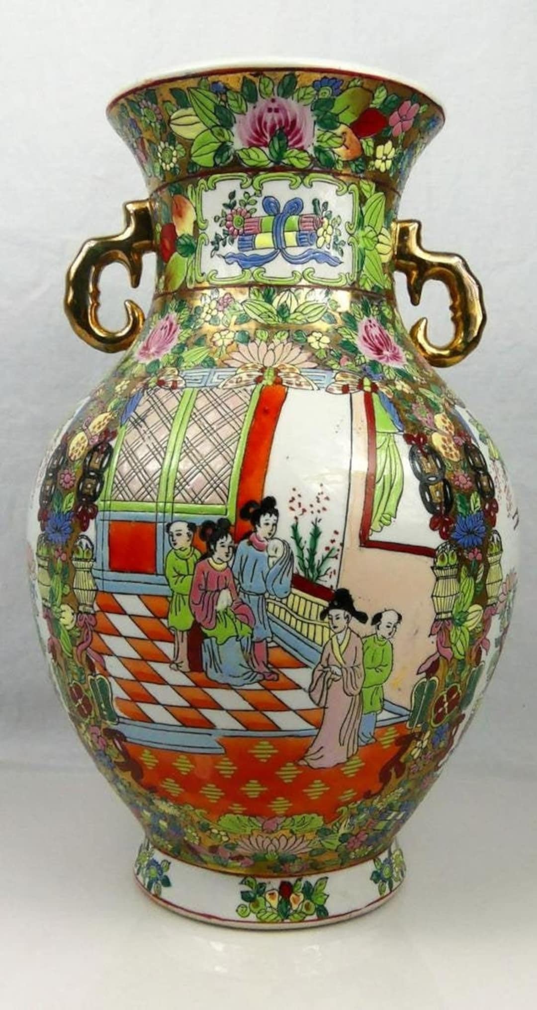CHINESE VASES- Large Chinese Decorative Famille Rose Vase W Gilt ...