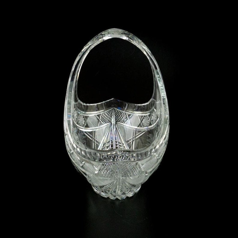 Floral Glass Basket vintage Clear Glass Handled Floral Basket - Etsy