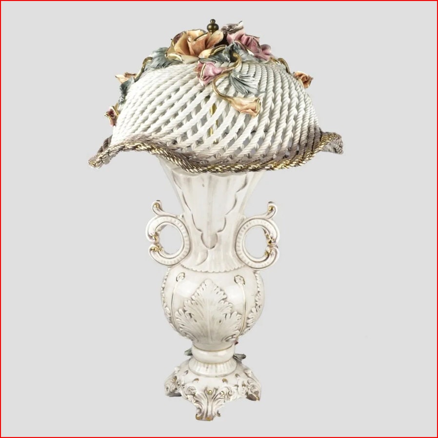 Capodimonte Double Handled Table Lamp With Reticulated Shade - Etsy