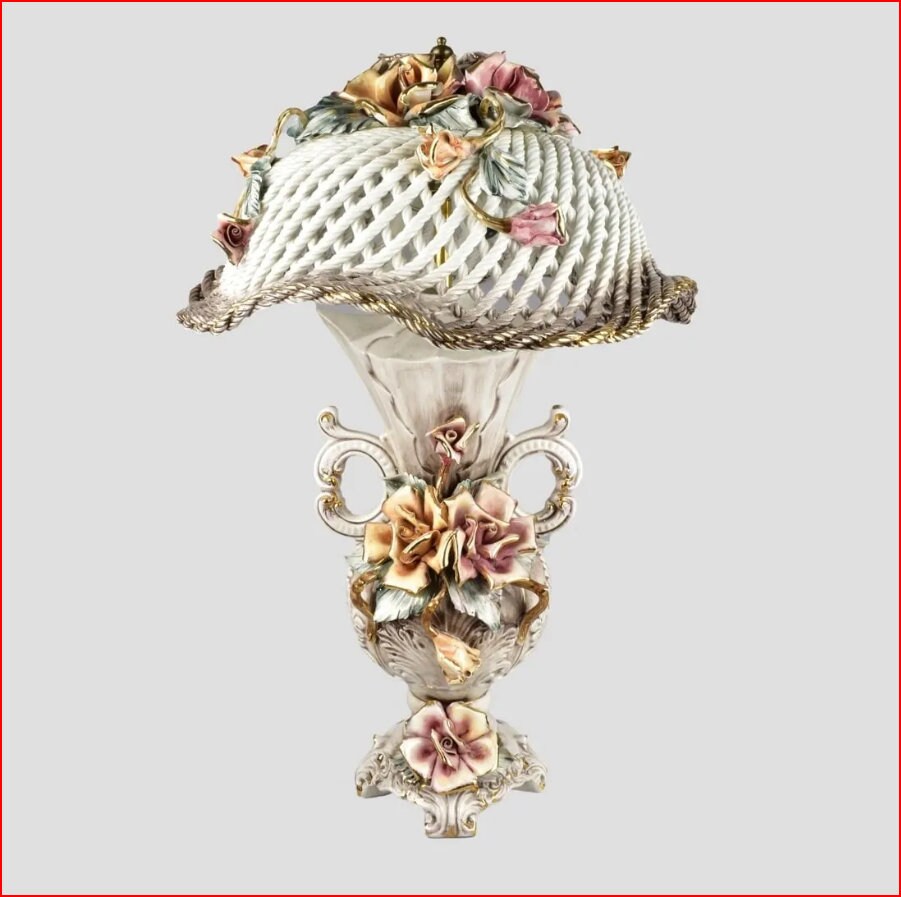 Capodimonte Double Handled Table Lamp With Reticulated Shade - Etsy
