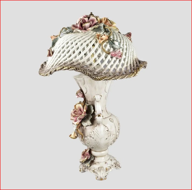 Capodimonte Double Handled Table Lamp With Reticulated Shade - Etsy