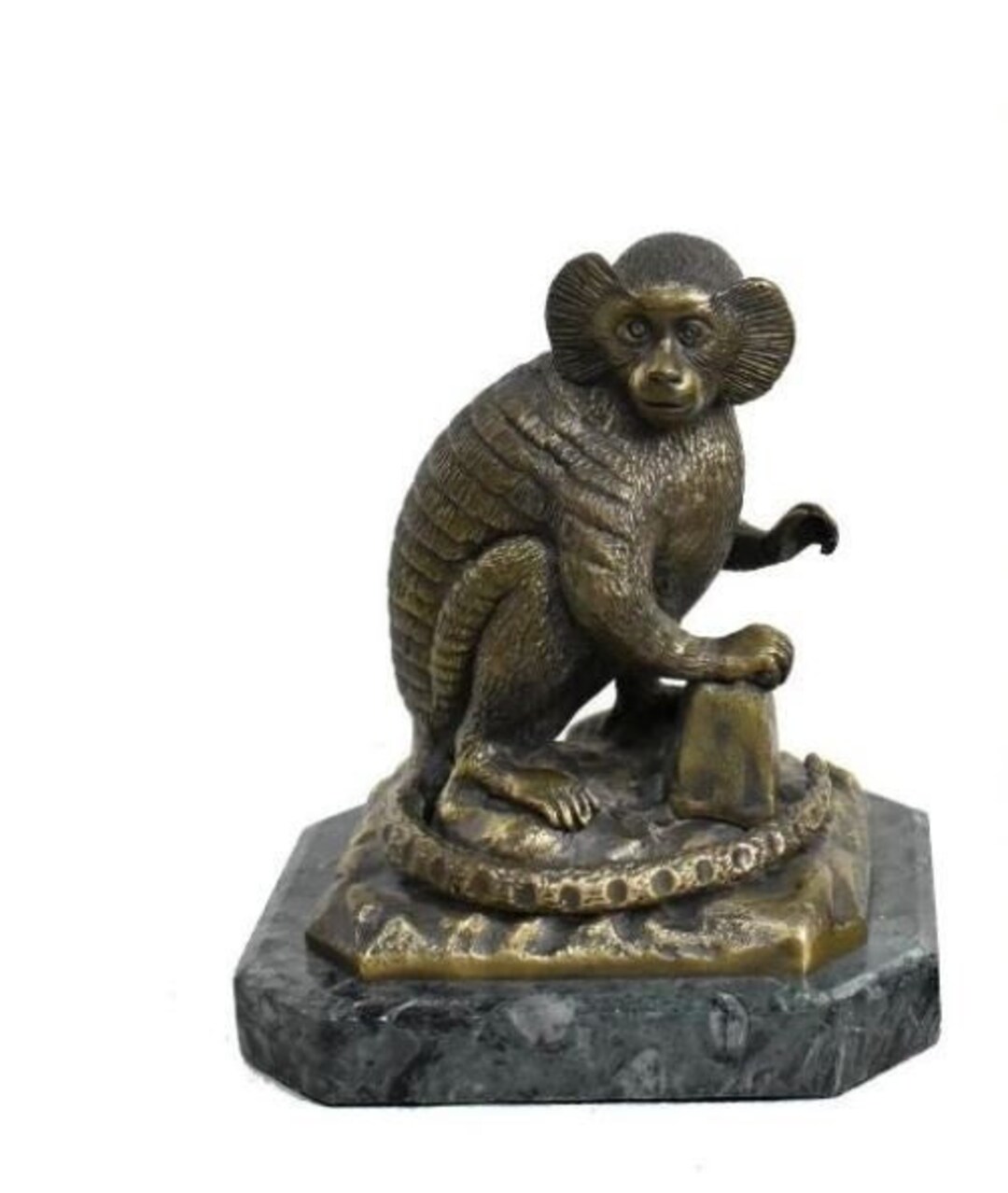 Bronze Monkey on a Marble Base - Etsy