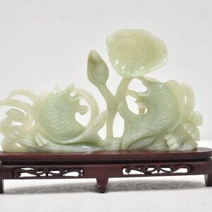 JADEITE Figurine-carved Jadite Fish Grouping on Lily Pad - Etsy