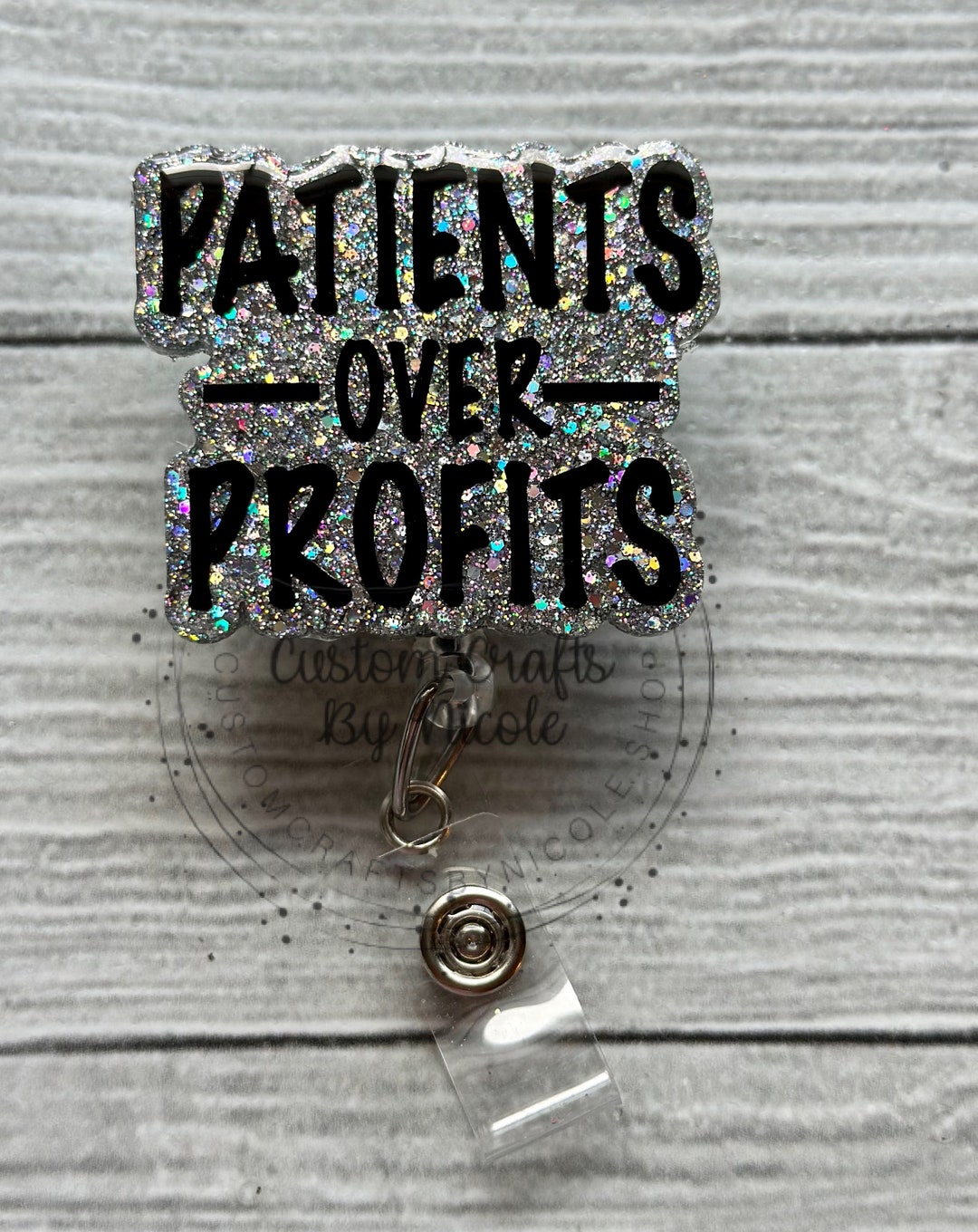 Patients Over Profits Pinch Clip Retractable Glitter Badge Reel - Etsy