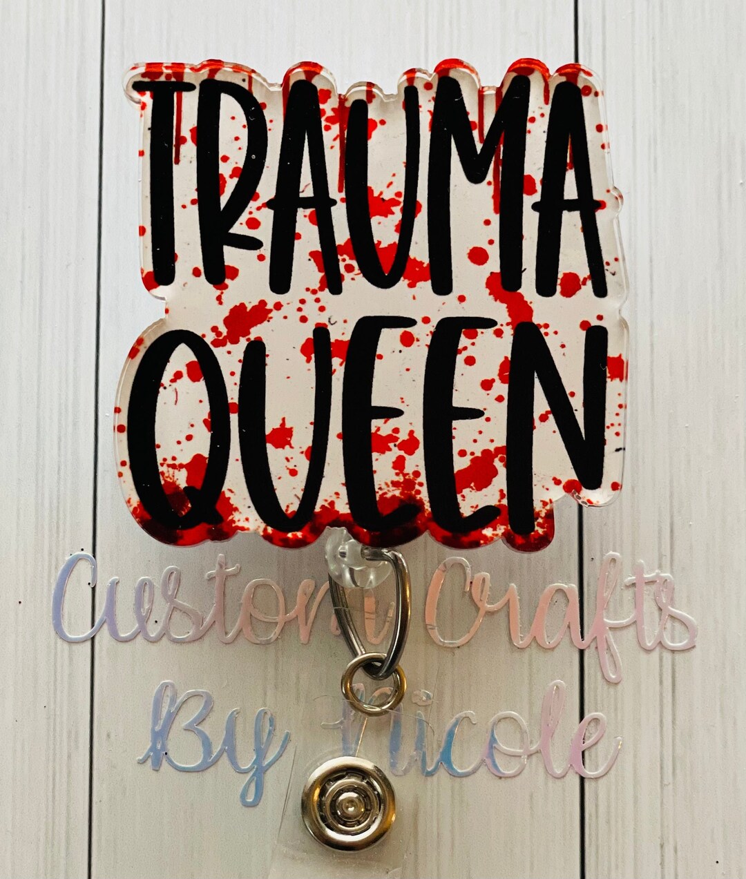 RTS- Trauma Queen Pinch Clip Retractable Badge Reel - Etsy