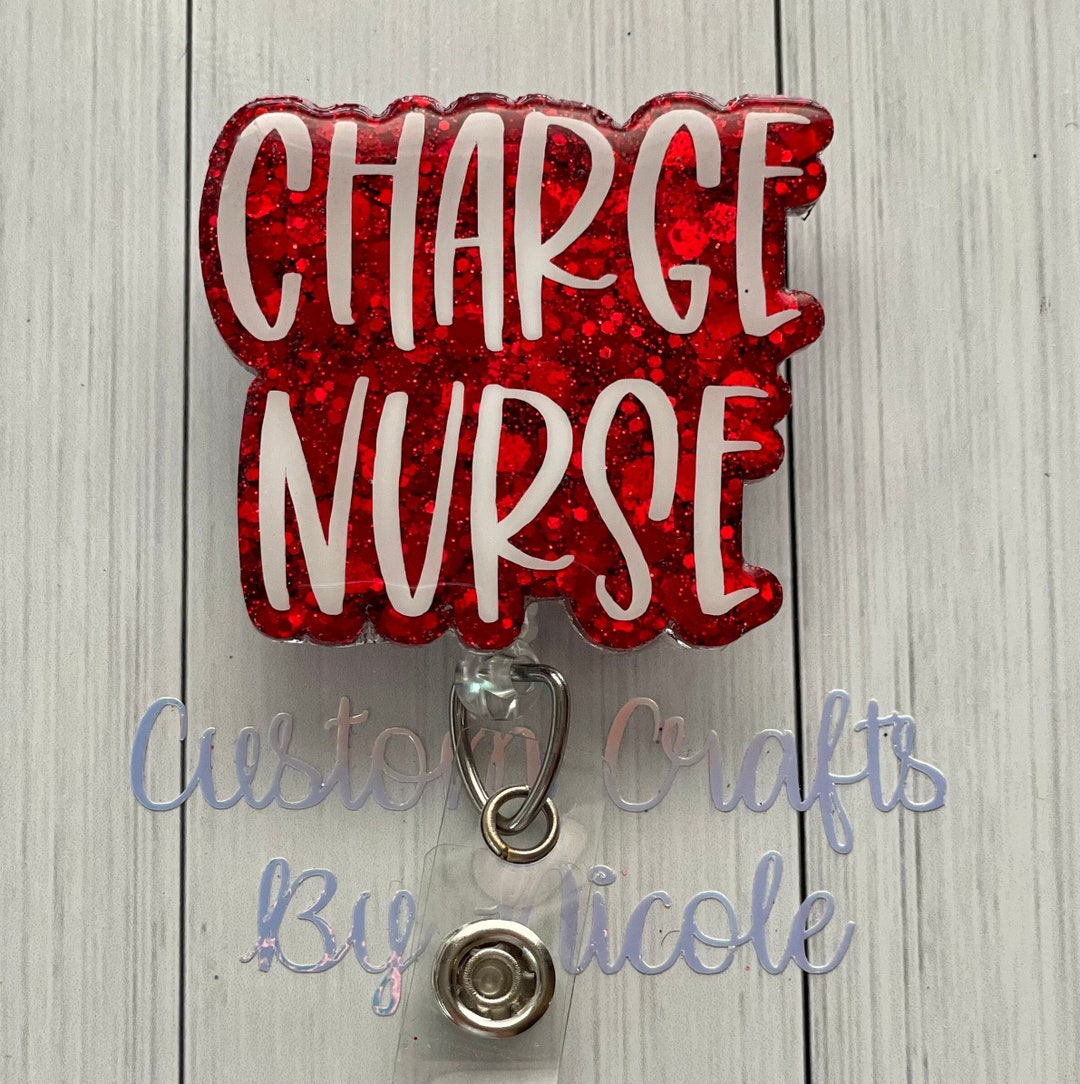 Charge Nurse Pinch Clip Retractable Glitter Badge Reel - Etsy