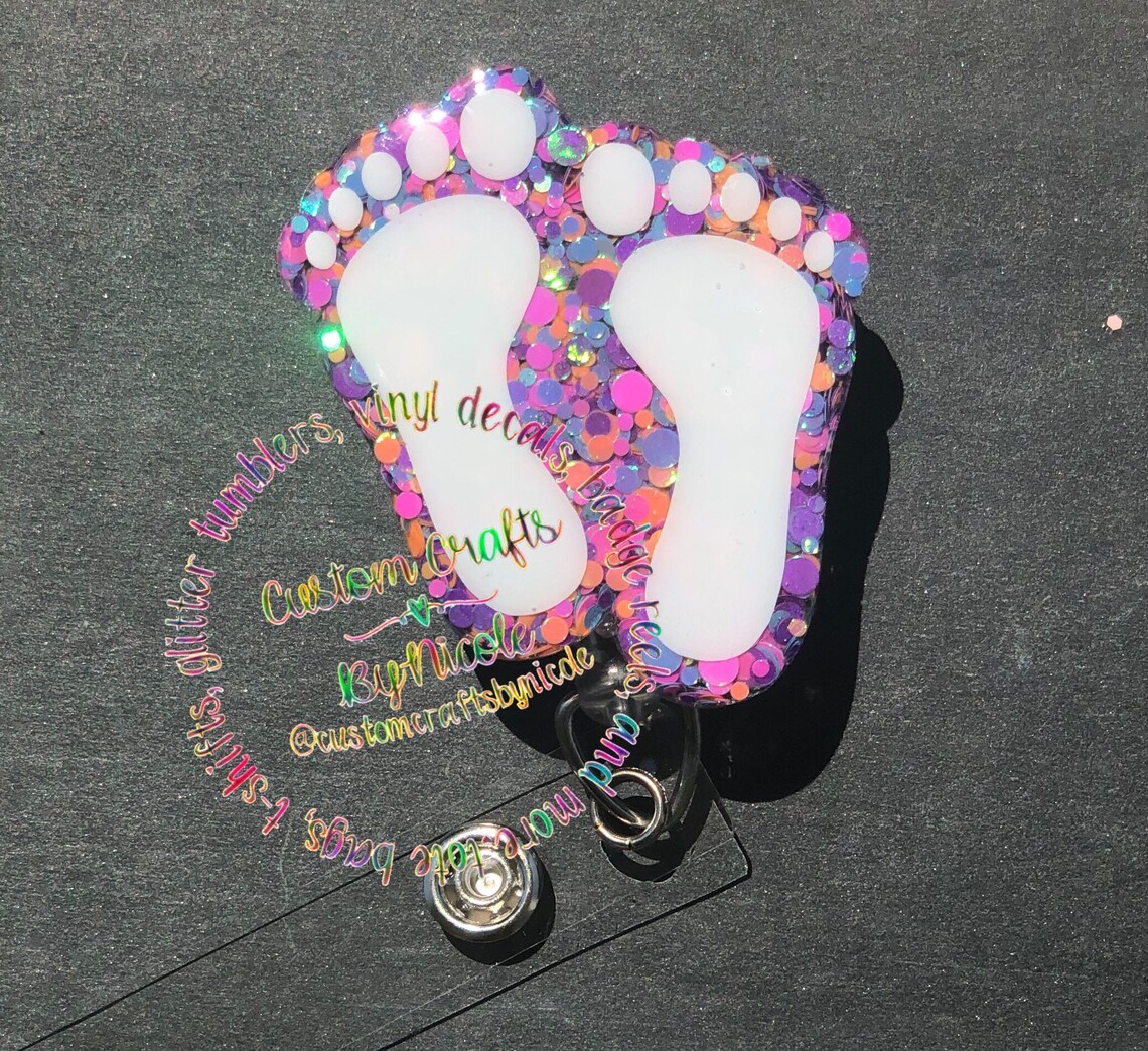 Foot Print Badge Reel - Etsy