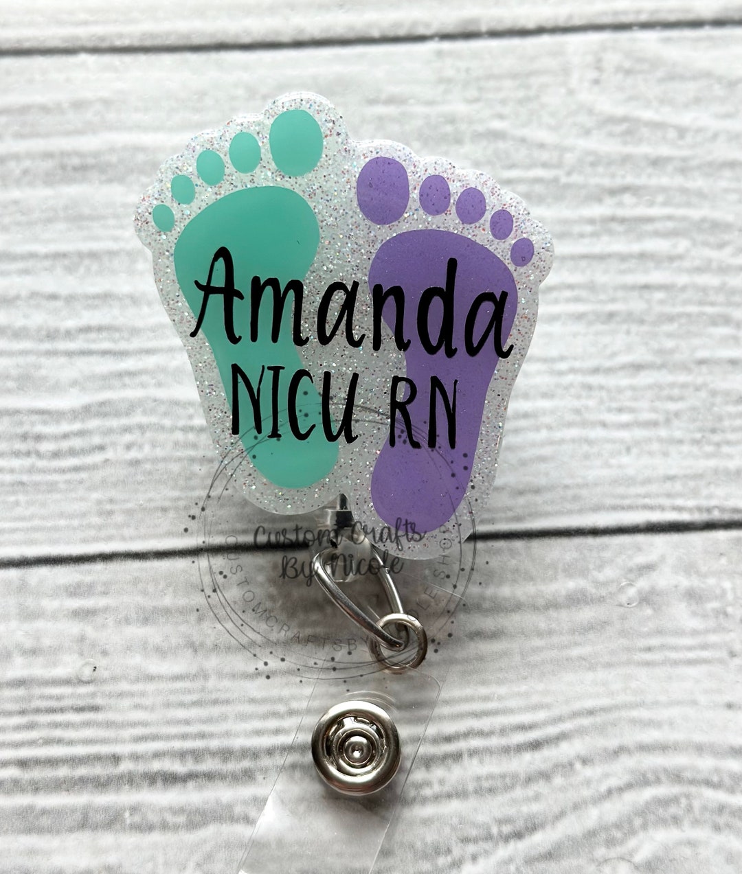 Foot Print Badge Reel - Etsy