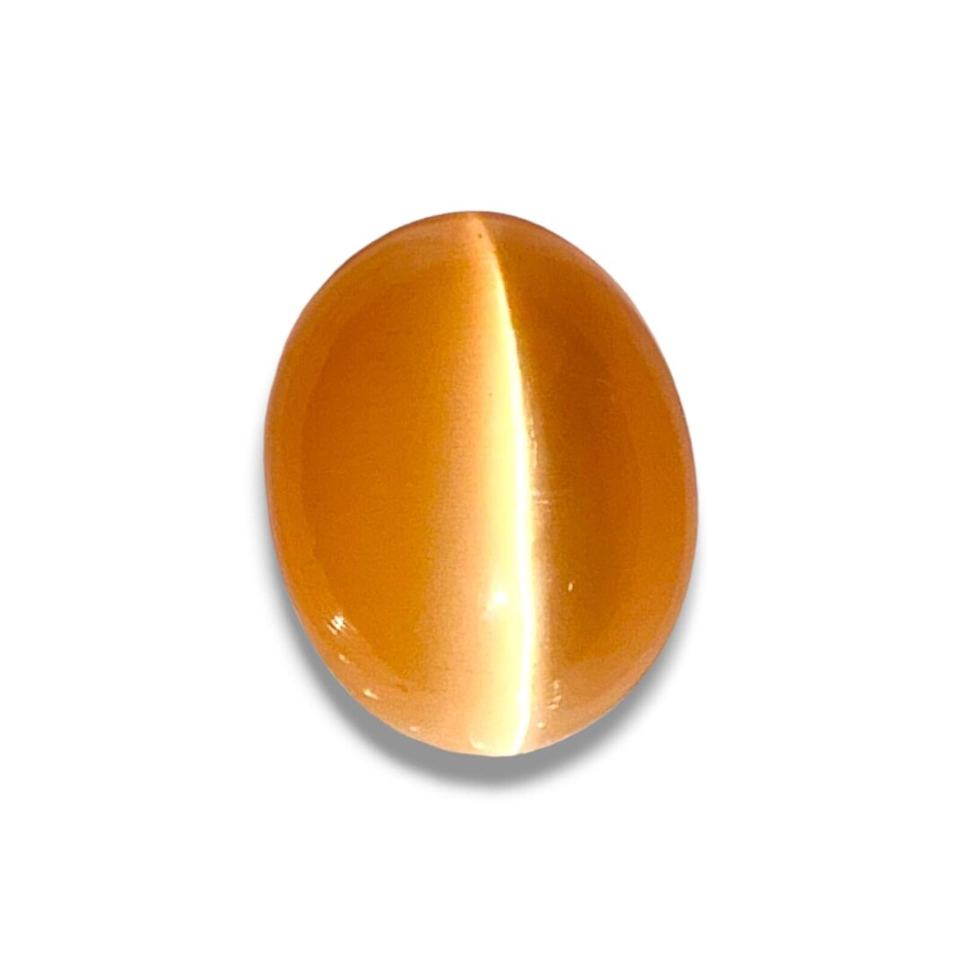 100% Natural Light Orange Cat Eye Gemstone Round Shape Excellent ...