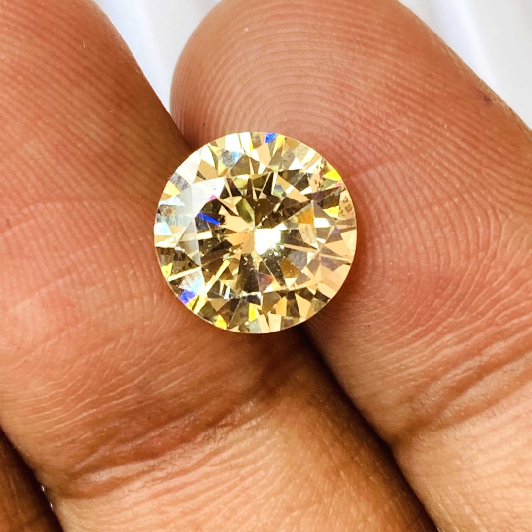 Wonderful Light Yellow Lab Created Diamond Ring Size Gemstone Top High ...