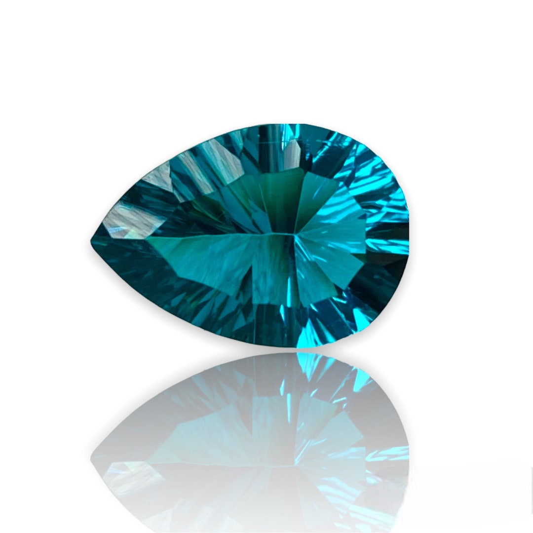 Greenish Blue Sapphire Helix Cut Fantasy Carving Pear Shape Sapphire ...