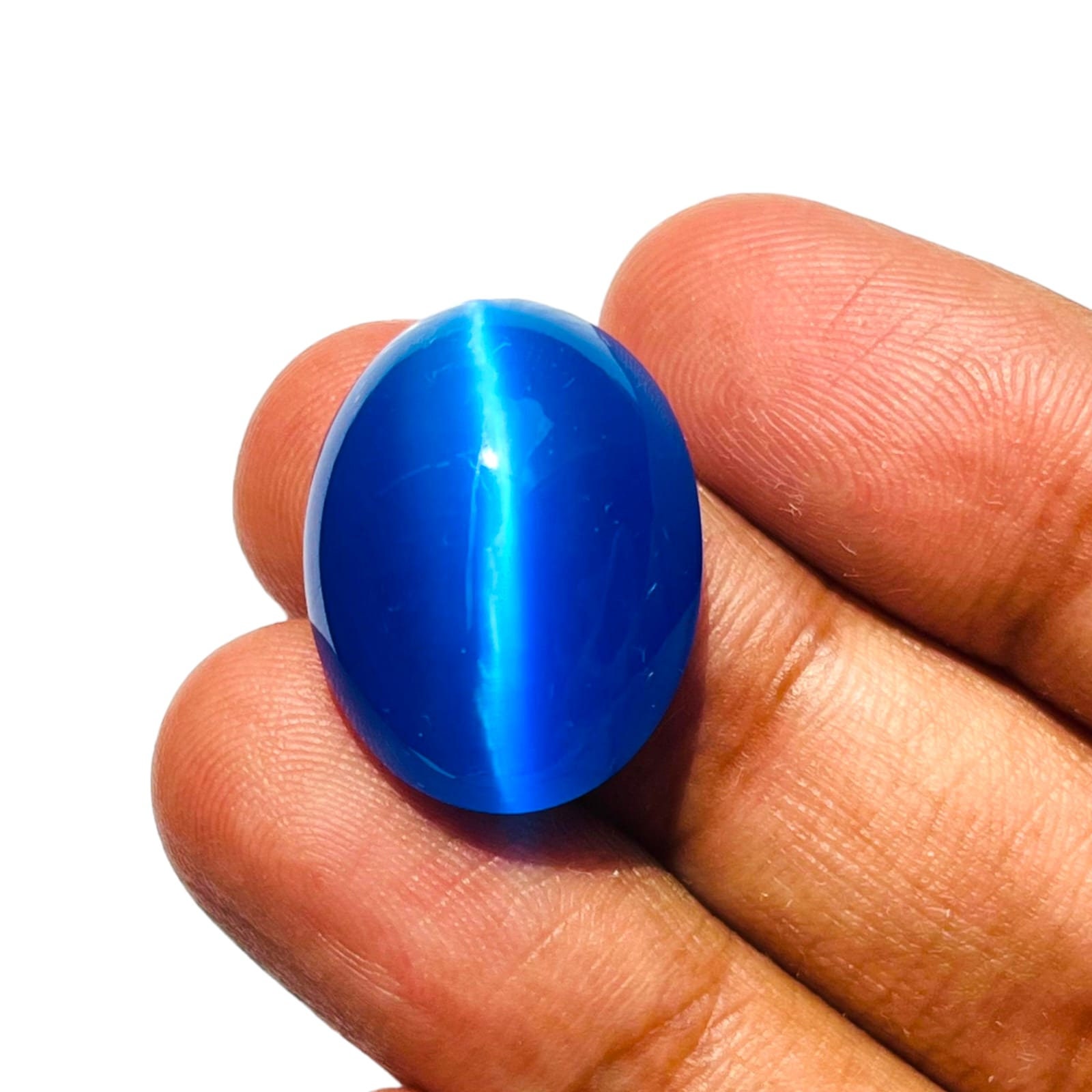 100% Natural Royal Blue Cat Eye Beautiful Gemstone Oval Shape Excellent ...