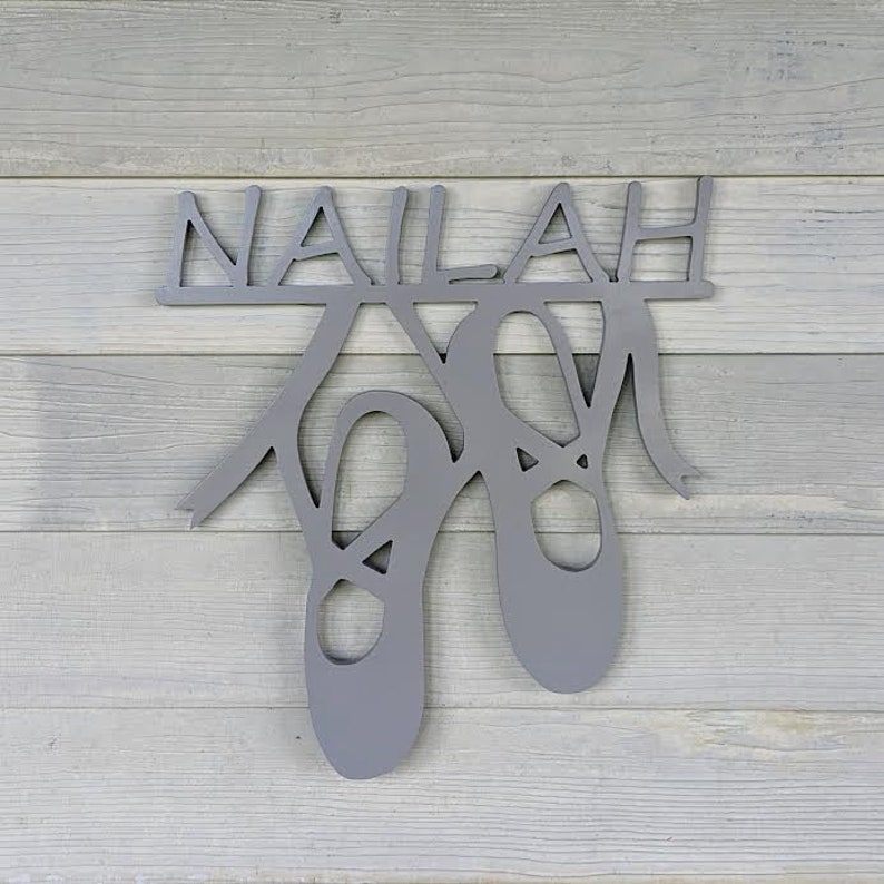 Custom Ballerina Wood Cutout Sign, Personalized Ballet Shoes Name Sign ...