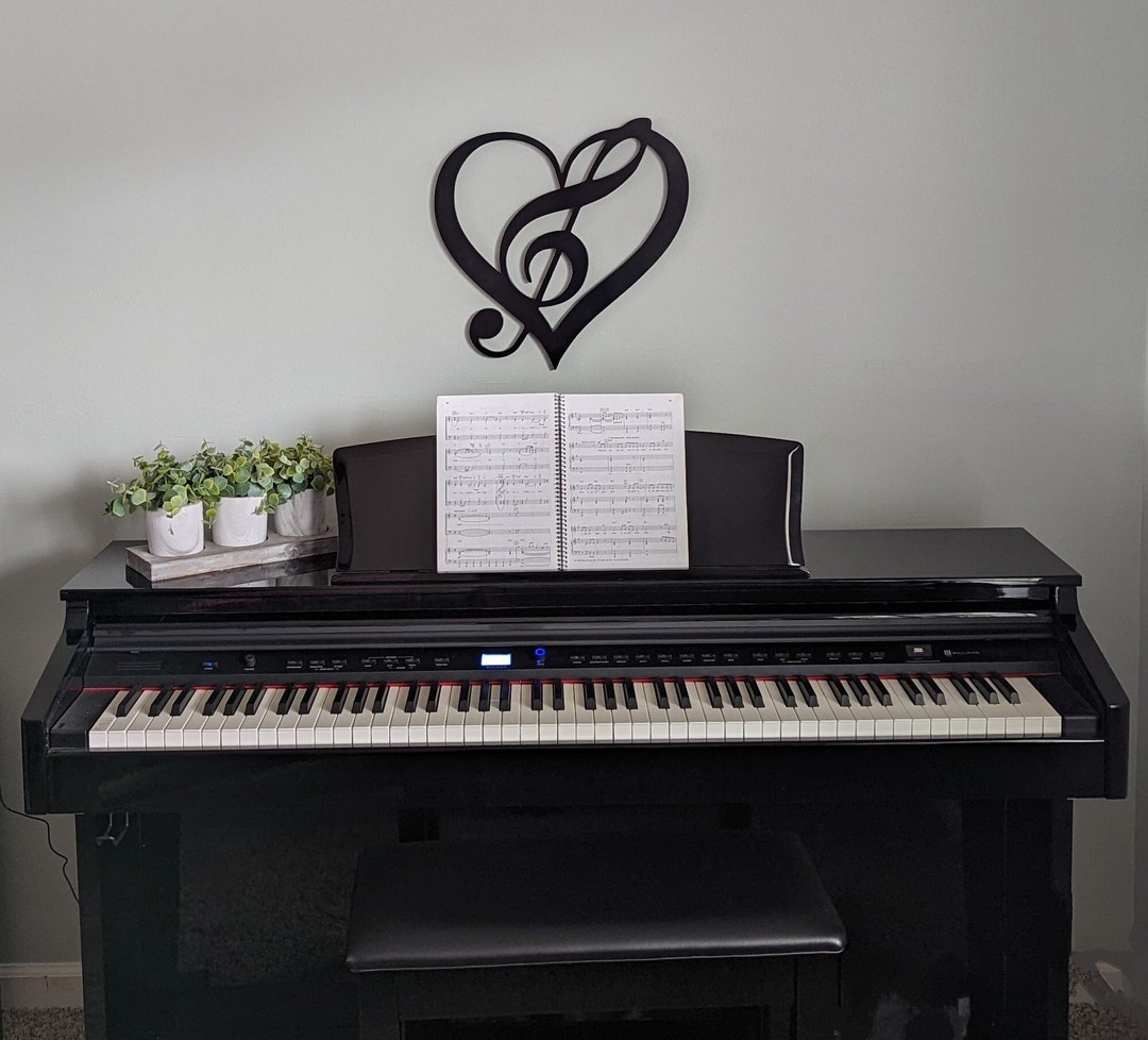 Treble Clef Wall Art Music Wall Art Music Room Décor Treble Clef Heart ...