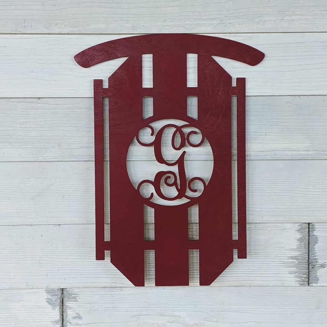 Wooden Sled Monogram 22" Christmas Sled Monogram Door Hanger Custom ...