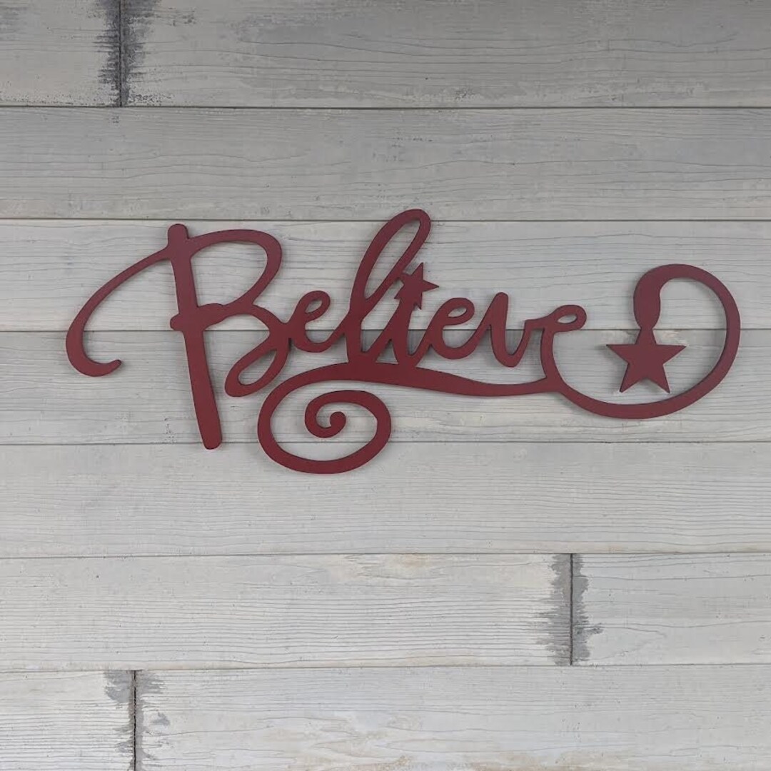Wooden Sign That Says Believe Wood Believe Word Sign Large Believe Sign ...
