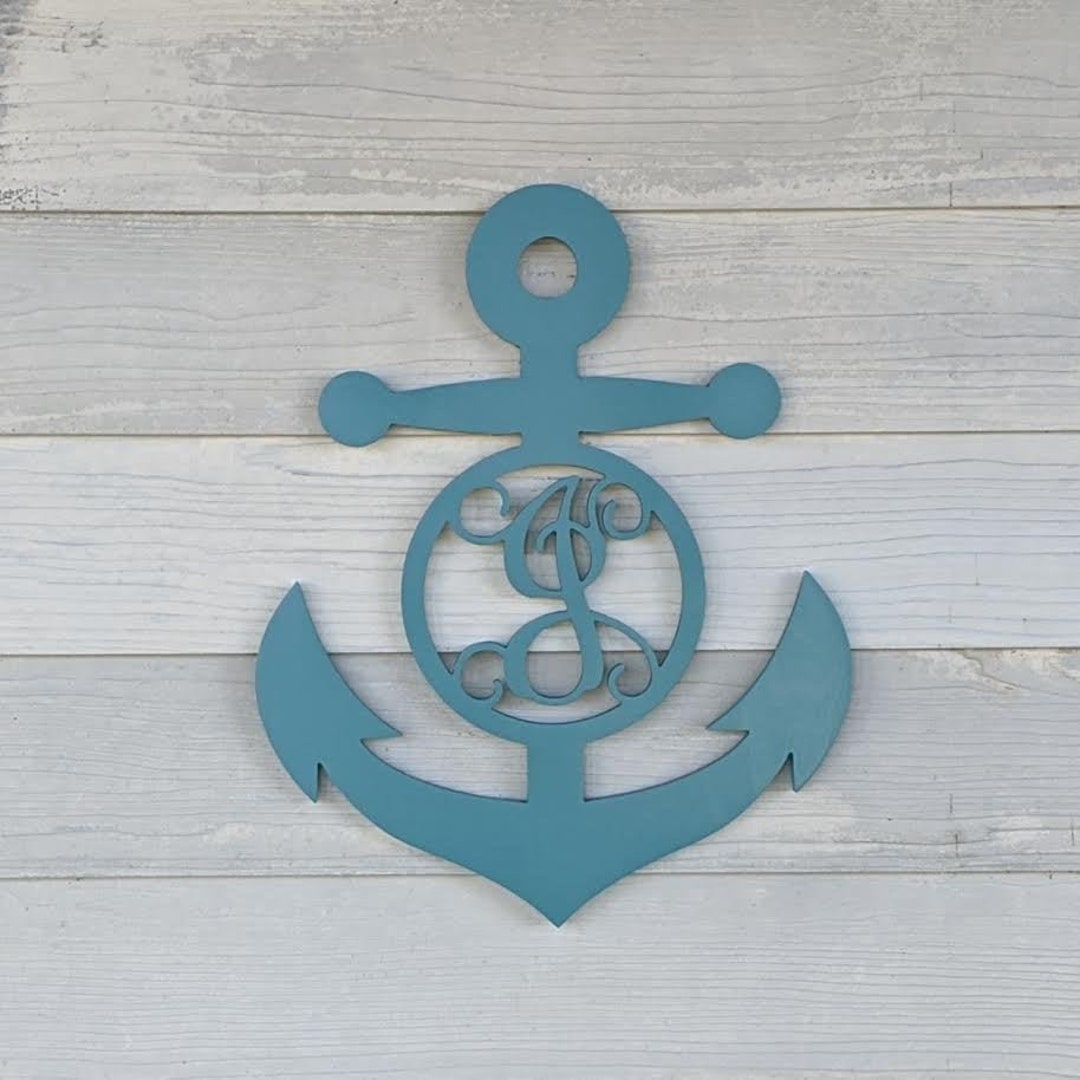 Wooden Anchor Sign, Anchor Sign Initial, Anchor Monogram Sign, Anchor ...