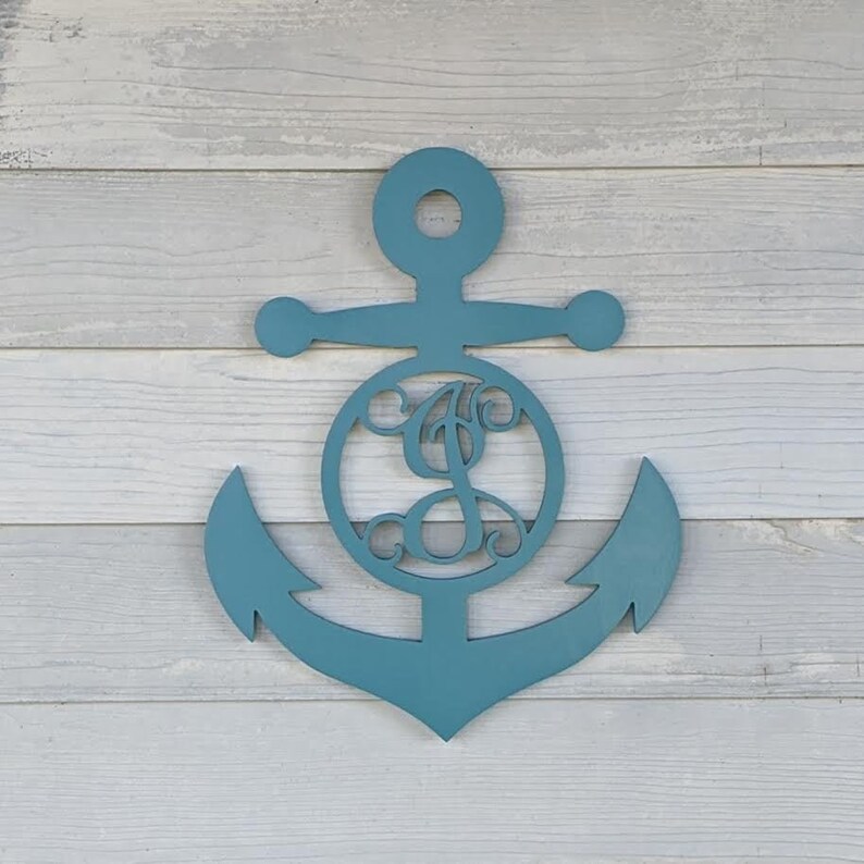 Wooden Anchor Sign, Anchor Sign Initial, Anchor Monogram Sign, Anchor ...