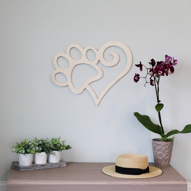 Wooden Heart Paw Sign Wooden Dog Décor for Home Paw Heart - Etsy
