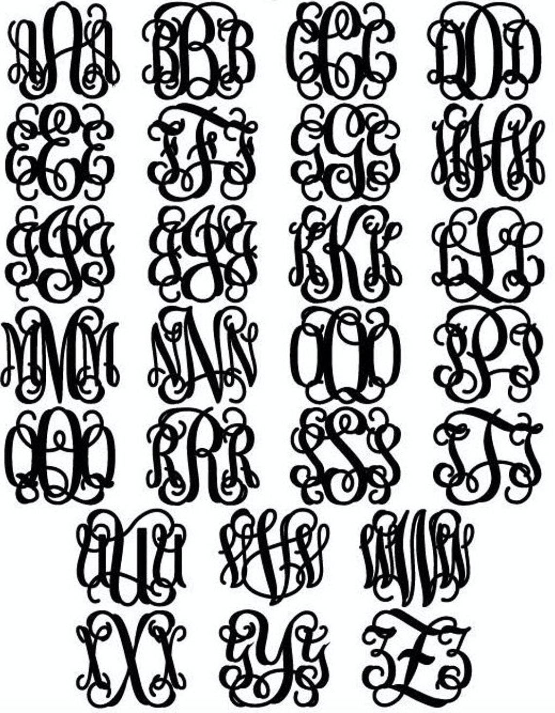 Monogram Wall Sign Scroll Monogram Wall Décor Unfinished - Etsy