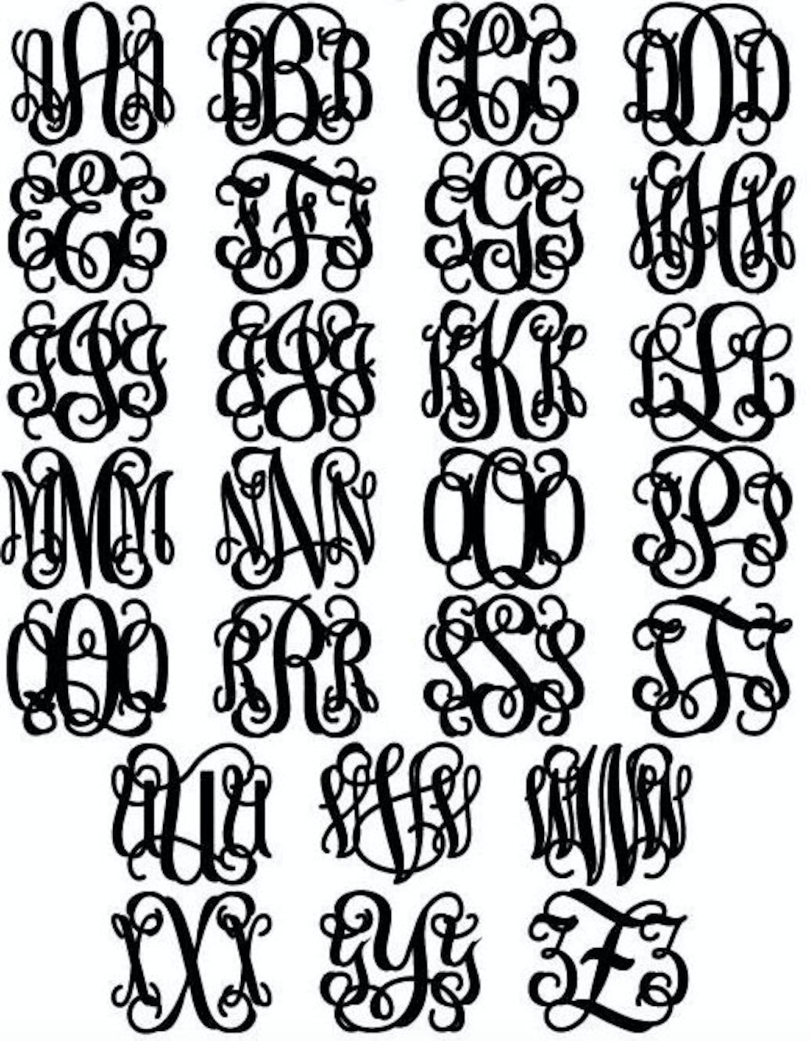 Monogram Wall Sign Scroll Monogram Wall Décor Unfinished - Etsy